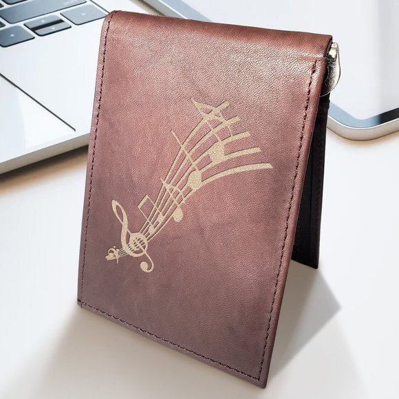 Accessories | Musical Notes Cowhide Leather Laser Engraved Minimalist ...